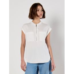 Klassische Bluse Apricot "Bluse", Damen, Gr. XS (34), beige (creme), Obermaterial: 100% Lyocell CLY., unifarben, Blusen Bluse, mit Rei&szlig;verschluss