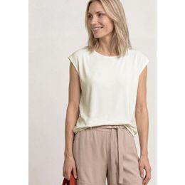 T-Shirt Street One, Damen, Gr. 36, sanftes wei&szlig;, Stoff, 95% Viskose, 5% Elasthan, unifarben, normal normal, U-Boot-Ausschnitt, abgesteppt, Shirts T-Shirt, aus strecthigem Viskosematerial