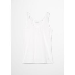 Marc O'Polo Tanktop MARC O'POLO "Essentials", Damen, Gr. L, wei&szlig;, Jersey, Obermaterial: 95% Baumwolle, 5% Elasthan, unifarben, figurbetont h&uuml;ftlang, Rundhals, Tops Tanktop, mit kleinem Logo am Saum