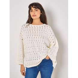 Strickpullover Apricot "Pullover", Damen, Gr. L (40), wei&szlig;, Obermaterial: 61% Baumwolle CO. 39% Polyacryl PAN., unifarben, Pullover Strickpullover, mit Glocken&auml;rmeln