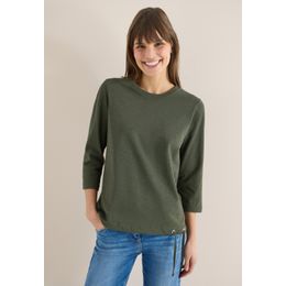 3/4-Arm-Shirt Cecil, Damen, Gr. M (40), khaki, Web, 100% Baumwolle, unifarben, comfort fit normal, Rundhals, normaler Saum, Shirts 3/4-Arm-Shirt, mit 3/4 &Auml;rmeln