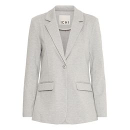 Blusenblazer Ichi "Blazer IHKATE", Damen, Gr. L, grau (grau melange), Obermaterial: 74% Polyester PES. 22% Viskose CV. 4% Elasthan EL., Blazer Blusenblazer