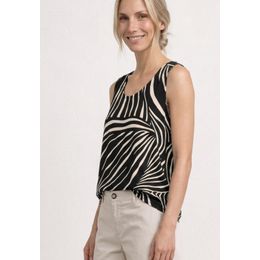 Tr&auml;gertop Street One, Damen, Gr. 34, schwarz, Stoff, 95% Viskose, 5% Elasthan, bedruckt, comfort fit normal, V-Ausschnitt, normaler Saum, Tops Tr&auml;gertop, mit abgerundetem V-Ausschnitz
