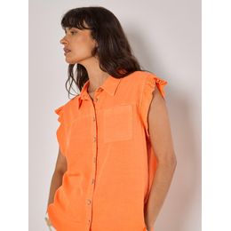 Klassische Bluse Apricot "Bluse", Damen, Gr. L (40), rot (koralle), Obermaterial: 95% Lyocell CLY. 5% Leinen LI., unifarben, Blusen Bluse, mit Brusttasche