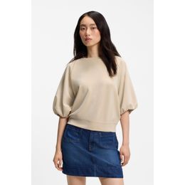 Sweatshirt BOSS Orange "Etami Premium Damenmode", Damen, Gr. M, open beige 287, Sweatware, Obermaterial: 52% Modal, 46% Polyester, 2% Elasthan, unifarben, oversize normal, Rundhals, Raglan&auml;rmel elastischer Bund, Sweatshirts Sweatshirt, mit Ballon&auml;rmeln, oversize