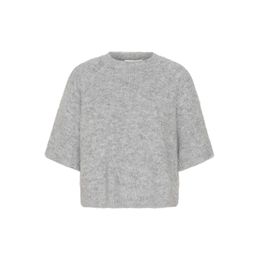 Strickpullover Kaffe "Strickpullover KAemilie", Damen, Gr. L, grau (grau melange), Obermaterial: 64% Polyester PES. 18% Polyacryl PAN. 10% Wolle mw. 5% Alpaka WP. 3% Elasthan EL., Pullover Strickpullover