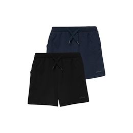 Shorts s.Oliver JUNIOR, M&auml;dchen, Gr. 164, N-Gr, schwarz, dunkelblau, Sweatware, Obermaterial: 60% Baumwolle, 40% Polyester, meliert, ca. Mitte Oberschenkel, Hosen Shorts, mit Kordelzug, Logoprint