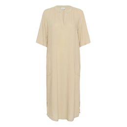 Midikleid Kaffe "Kleid KAmilia", Damen, Gr. 34, N-Gr, beige (feather gray), Obermaterial: 70% Viskose CV. 30% Leinen LI., Kleider Midikleid
