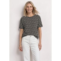 T-Shirt Street One, Damen, Gr. 34, clay sand, Stoff, 95% Viskose, 5% Elasthan, gemustert, normal normal, Rundhals, abgesteppt, Shirts T-Shirt, Rundhalsausschnitt
