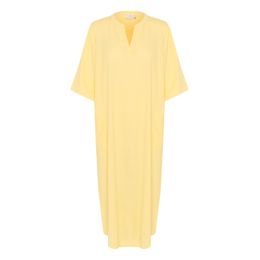 Midikleid Kaffe "Kleid KAmilia", Damen, Gr. 36, N-Gr, gelb (straw), Obermaterial: 70% Viskose CV. 30% Leinen LI., Kleider Midikleid