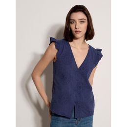 Klassische Bluse Apricot "Bluse", Damen, Gr. XS (34), lila, gewebt, Obermaterial: 100% Baumwolle CO., gebl&uuml;mt, V-Ausschnitt, Fl&uuml;gel&auml;rmel R&uuml;schen, Blusen Bluse, mit Stickerei