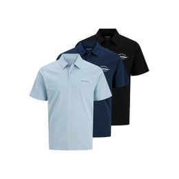 Jack & Jones Poloshirt JACK & JONES "JJBRANDON POLO SS 3PK MP", Herren, Gr. S, navy blazer pack:navy blazer, celestial blau, schwarz, Jersey, Obermaterial: 100% Baumwolle, unifarben, regular fit, Shirts