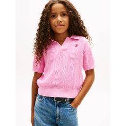 Kurzarmpullover Tommy Hilfiger, Jungen, Gr. 16 (176), rose petal, Strick, Obermaterial: 100% Baumwolle, unifarben, regular fit normal, V-Ausschnitt, B&uuml;ndchen, Pullover, Polokragen, reine Baumwolle, Regular Fit, Kinder bis 16 Jahre