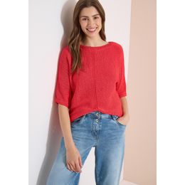 3/4 Arm-Pullover Cecil, Damen, Gr. L (42), coral, Web, 70% Baumwolle, 30% Polyester, unifarben, comfort fit normal, Rundhals, Rippb&uuml;ndchen, Pullover, mit 3/4 &Auml;rmeln