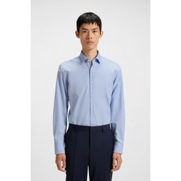 Langarmhemd Hugo "Kenno", Herren, Gr. 44, N-Gr, light, pastel blau459, Web, Obermaterial: 100% Baumwolle, unifarben, slim fit normal, Rundhals, 2-Knopf-Manschette mit Schlitz, Hemden, Slim-Fit Hemd aus b&uuml;gelleichter Baumwoll-Popeline