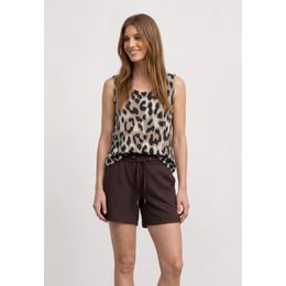 Tr&auml;gertop Street One, Damen, Gr. 34, timeless beige, Stoff, 95% Viskose, 5% Elasthan, bedruckt, comfort fit normal, V-Ausschnitt, normaler Saum, Tops Tr&auml;gertop, mit abgerundetem V-Ausschnitz