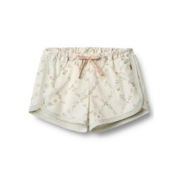 Shorts Wheat "Wheat Kurze Hosen Inger", M&auml;dchen, Gr. 110, Normalgr&ouml;&szlig;en, ivory checked flowers, 100% Baumwolle, gebl&uuml;mt, normal, Hosen Shorts