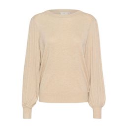 Strickpullover Kaffe "Strickpullover KAlone", Damen, Gr. L, beige (feather gray melange), Obermaterial: 80% Viskose CV. 20% Nylon NY., Pullover Strickpullover