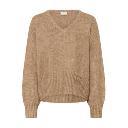 Strickpullover Kaffe "Strickpullover KAtrina", Damen, Gr. L, braun (toasted coconut melange), Obermaterial: 47% Polyacryl PAN. 35% Polyester PES. 13% Polyamid PA. 5% Wolle mw., Pullover Strickpullover