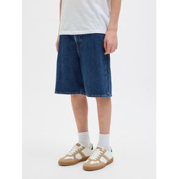 Jack & Jones Shorts JACK & JONES JUNIOR "JJITONY locker geschnitten f&uuml;r angenehmes Tragegef&uuml;hl", Jungen, Gr. 128, N-Gr, blau (blau denim), Web, Obermaterial: 100% Baumwolle, unifarben, regular fit knielang, Hosen Shorts, unifarben, modisch, regular fit, Web