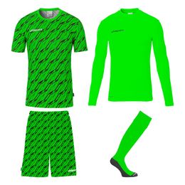 Sportanzug Uhlsport "Torwart-Sets Progressive Kids", Jungen, Gr. 128, gr&uuml;n (fluo gr&uuml;n, schwarz), Obermaterial: 100% Polyester Pol. recyc.., Sportanz&uuml;ge