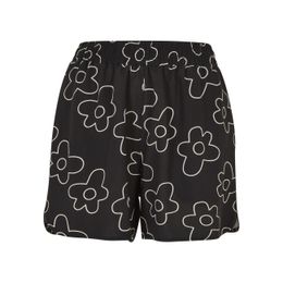 Stoffhose Urban Classics "Urban Classics Damen Ladies AOP Viscose Resort Shorts", Damen, Gr. S, US-Gr&ouml;&szlig;en, schwarzflower, 100% Viskose, normal, Hosen Stoffhose
