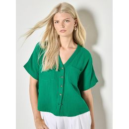 Klassische Bluse Apricot "Bluse", Damen, Gr. XS (34), gr&uuml;n, gewebt, Obermaterial: 100% Baumwolle CO., V-Ausschnitt, Blusen Bluse, Einfarbig