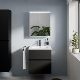 evineo ineo5 evo Unterschrank B: 60 cm mit 2 Ausz&uuml;gen, Slim-Waschtisch wei&szlig; matt, mit ineo5 evo Spiegelschrank CH,,