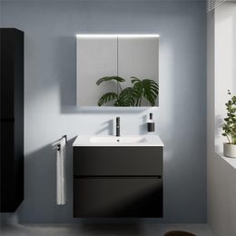 evineo ineo5 evo Unterschrank B: 80 cm mit 2 Ausz&uuml;gen, Slim-Waschtisch wei&szlig; matt, mit ineo5 evo Spiegelschrank CH,,
