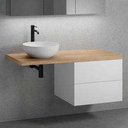 neoro n50 M&ouml;belanlage B: 120 cm, Unterschrank B: 60 cm mit 2 Ausz&uuml;gen, Waschtisch &Oslash; 40 cm wei&szlig; matt,, BN0064WM+BN0421WM+BN0404W1,