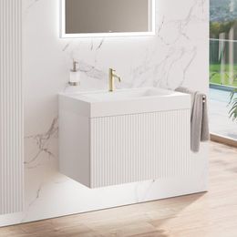 neoro n50 stripes Unterschrank B: 80 cm mit 1 Auszug, warmwei&szlig; profiliert, Waschtisch area, BN0492BWM+BN0153WM,