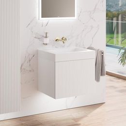 neoro n50 stripes Unterschrank B: 60 cm mit 1 Auszug, warmwei&szlig; profiliert, Waschtisch area, BN0491BWM+BN0157WM,