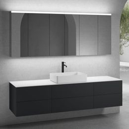 neoro n50 M&ouml;belanlage B: 200 cm mit 6 Ausz&uuml;gen, Waschtisch B: 58 cm wei&szlig; matt, mit Spiegelschrank f&uuml;r die Schweiz,,