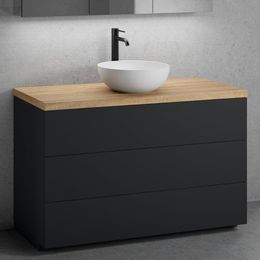 neoro n50 Unterschrank B: 120 cm mit 3 Ausz&uuml;gen, Waschtisch &Oslash; 45 cm wei&szlig; matt,, BN0106WM+BN0454BM+BN0404W1,