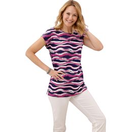 Damen Longshirt mit Seitenschlitzen erika-marine-bedruckt, Gr&ouml;&szlig;e 40