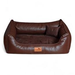 tierlando &reg; MADDOX VIP Orthop&auml;disches Hundebett VISCO Velours Kunstleder S - XXL braun 1 m, 25 cm, 75 cm