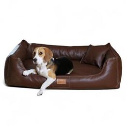 tierlando &reg; Orthop&auml;disches Hundebett Maddox Kunstleder Hundesofa Mittelgro&szlig; Gro&szlig;e Hunde Hundesofa XL XXL braun 1,5 m, 25 cm, 1 m