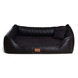 tierlando &reg; MADDOX VIP Orthop&auml;disches Hundebett VISCO Velours Kunstleder S - XXL schwarz 1 m, 25 cm, 75 cm
