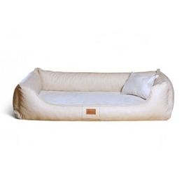 tierlando &reg; MADDOX VIP Orthop&auml;disches Hundebett VISCO Velours Kunstleder S - XXL creme 1,2 m, 25 cm, 85 cm