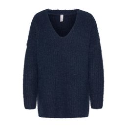 Strickpullover Culture "Strickpullover CUbrava", Damen, Gr. M-L, blau (salute), Obermaterial: 70% Polyester PES. 21% Nylon NY. 8% Wolle mw. 1% Elasthan EL., Pullover Strickpullover