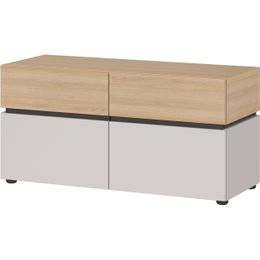Schuhbank Germania "Arluno", beige (kaschmir, linberg, eiche, nachbildung), B:96cm H:48cm T:40cm, Spanplatte, Sitzb&auml;nke, Schuhbank, T&uuml;ren mit Push-to-open Technik