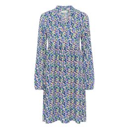 Midikleid Kaffe "Kleid KAliana", Damen, Gr. L, N-Gr, blau (blau, pink, gr&uuml;n floral), Obermaterial: 98% Polyester PES. 2% Elasthan EL., Kleider Midikleid