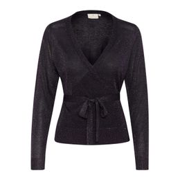 Strickjacke Kaffe "Strickjacke KAankra", Damen, Gr. XL, blau (dawn lila), Obermaterial: 38% Polyacryl PAN. 38% Viskose CV. 16% Polyester PES. 8% metallisierte Fasern MTF., Strickjacken Strickjacke