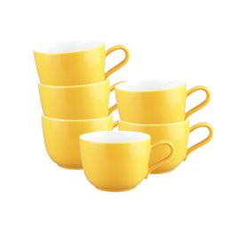 Tasse Seltmann Weiden "Kaffeetassen Liberty Pure Colors 260 ml 6er Set", gelb (gelb glow), B:8,7cm H:6,4cm &Oslash;:8,7cm, Porzellan, Trinkgef&auml;&szlig;e, Tasse, Sp&uuml;lmaschinenfest, Mikrowellensicher, Ofenfest