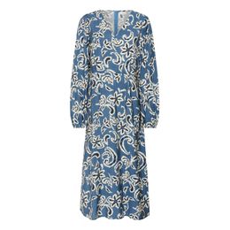 Midikleid Kaffe "Kleid KAdahlia", Damen, Gr. 44, N-Gr, blau (bering sea, wei&szlig; paisley), Obermaterial: 87% Viskose LENZING ECOVERO CV LenzEcov. 13% Nylon NY., Kleider Midikleid