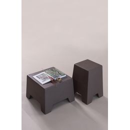 Beistelltisch Woood "Zina aus Fiberclay mit kompakter Form B 36 x T 36 x H 51 cm", braun, B:36cm H:51cm T:36cm, Tische, Beistelltisch, Glasfaser-Ton-Verbund mit Betonoptik, vormontiert geliefert