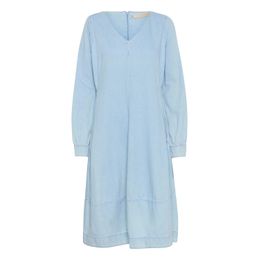 Midikleid Culture "Kleid CUlivie", Damen, Gr. L, N-Gr, blau (light blau wash), Obermaterial: 90% Baumwolle CO. 10% Lyocell CLY., Kleider Midikleid