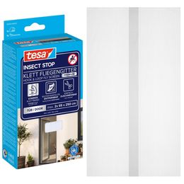 Insektenschutz-T&uuml;r Tesa "Klett Fliegengitter Premium f&uuml;r T&uuml;ren - ohne Bohren", wei&szlig; (rahmen: wei&szlig; gewebe: wei&szlig;), B:130cm H:250cm, Insektenschutzgitter, selbstklebende Insektenschutz - (2 x 65cm )120cm x 250cm
