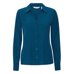 Langarmhemd B.Young "Langarm - Hemd BYHUBBA", Damen, Gr. 38, N-Gr, blau (poseidon), Obermaterial: 55% Polyester PES. 45% Viskose CV., Hemden
