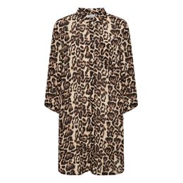 Langarmhemd Kaffe "Langarm - Hemd KAhildur", Damen, Gr. 42, N-Gr, beige (naturel leopard print), Obermaterial: 100% Viskose CV., Hemden